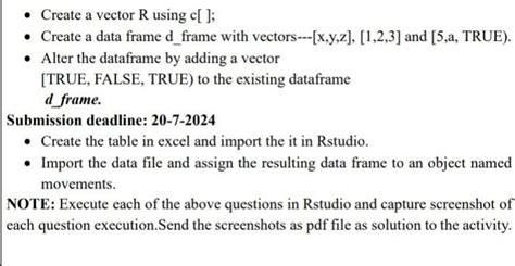 Solved Create A Vector R Using Create A Data Frame D Frame Chegg
