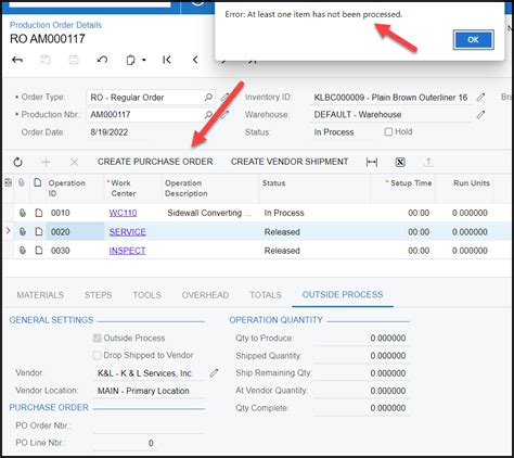 Error When Purchasing Service From Production Order Community