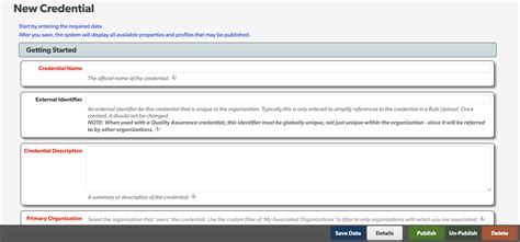 get started manual entry credential registry guidance