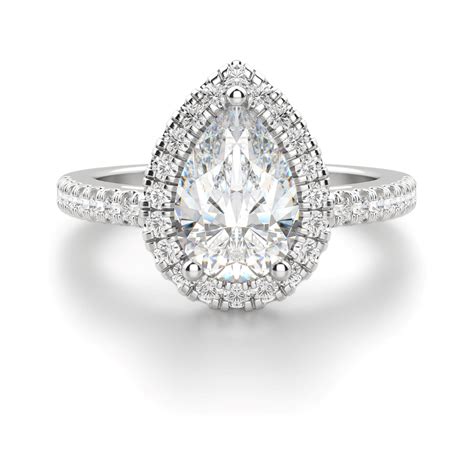 Pear Cut Halo Moissanite Engagement Ring Shayonam Jewels