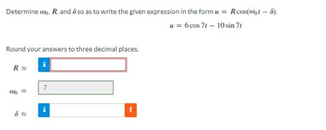solved determine ω0 r ﻿and δ ﻿so as to write the given