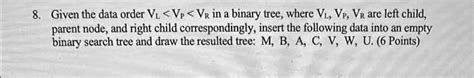 GET ANSWER 8 Given The Data Order VL