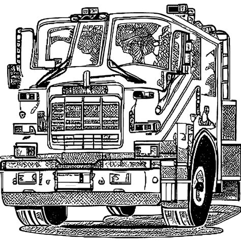 Coloriage De Camion De Pompier Creative Fabrica
