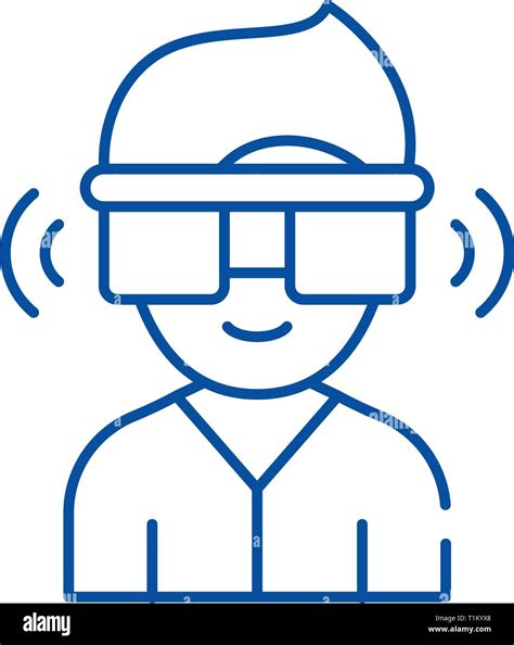 Virtual Reality Glasses Line Icon Concept Virtual Reality Glasses Flat