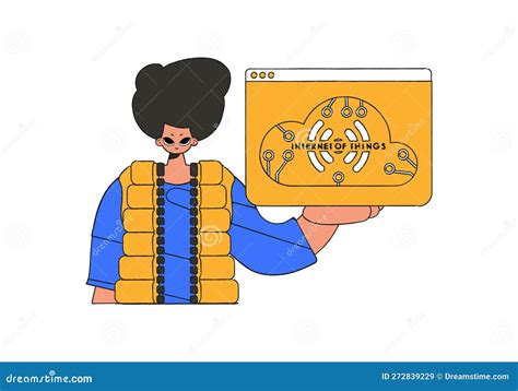 He Grasps The Iot Symbol Tightly In His Palms Vector Illustration