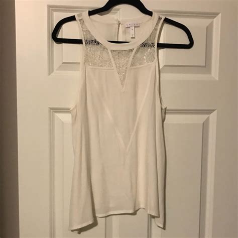 Leith Tops Leith White Tank With Lace Front M Poshmark