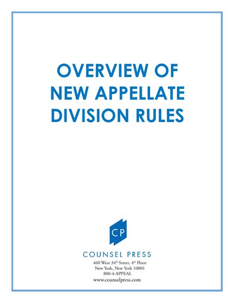 Overview Of New Appellate Division Rules