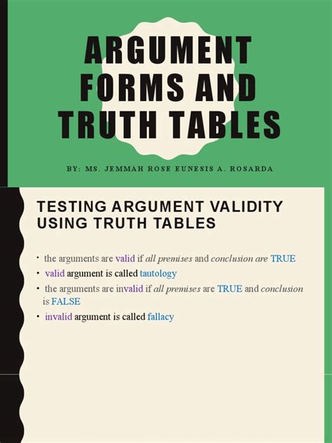 Lesson 3 Part 4 Argument Forms And Truth Tables Pdf Argument Metaphilosophy