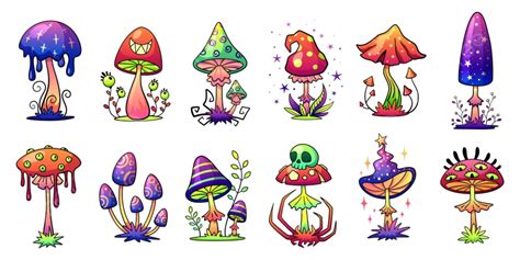 Hallucination Mushrooms Psychedelic Mushroom Illustration Cartoon Mushroom Elements Png And