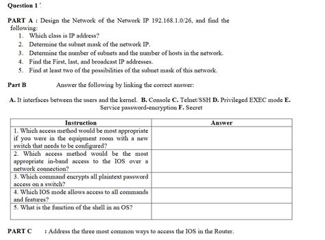 Solved Question 1 ﻿part A Design The Network Of The