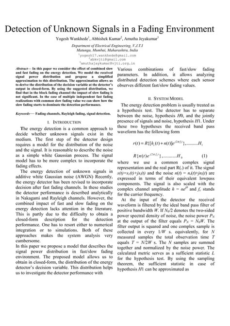 Detection Of Unknown Signal Pdf