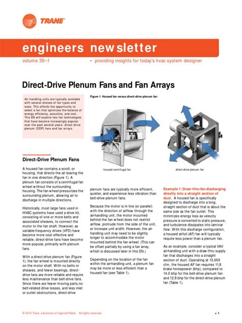 Trane Fan Array Pdf Pdf Duct Flow Hvac