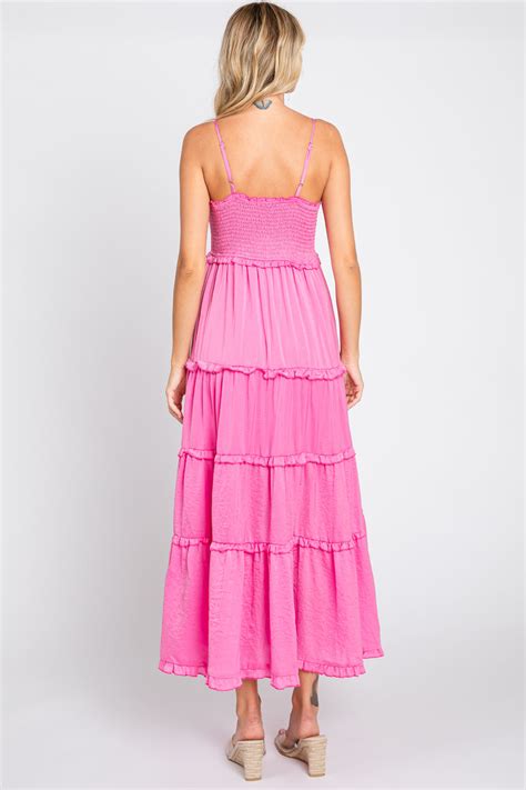 Pink Smocked Ruffle Tiered Maxi Dress Pinkblush