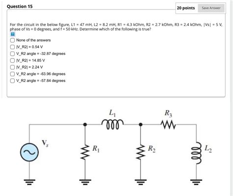 Question 1520 ﻿pointsfor The Circuit In The Below