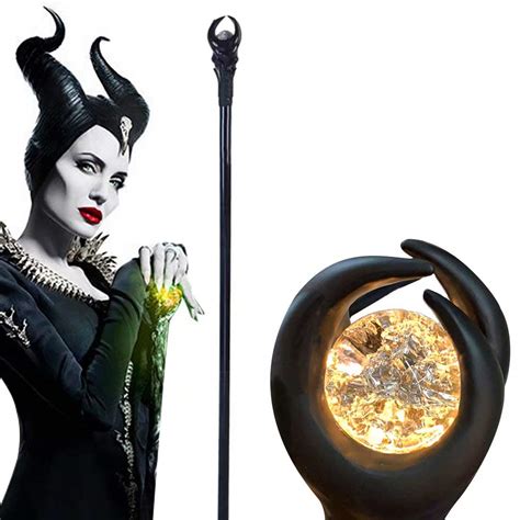 51 Inch Deluxe Maleficent Staff With Orange Light Orb Wizard Scepter