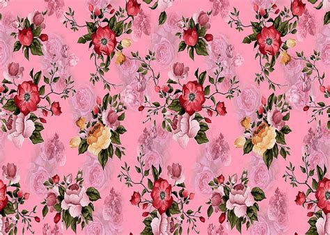 Pink Ground Textile Work Background Texure Rose Floral Background