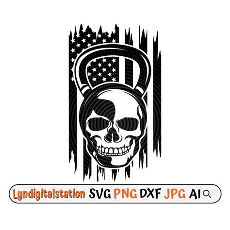 Us Kettlebell Skull Svg Skull Kettle Bell Clipart Weightlifting Cut