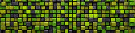 Vibrant Green Mosaic Of Textured Cubes Creating A Lush Visual Experience In A Contemporary Space