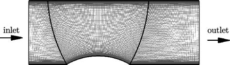 computational domain under analysis and example computational mesh in