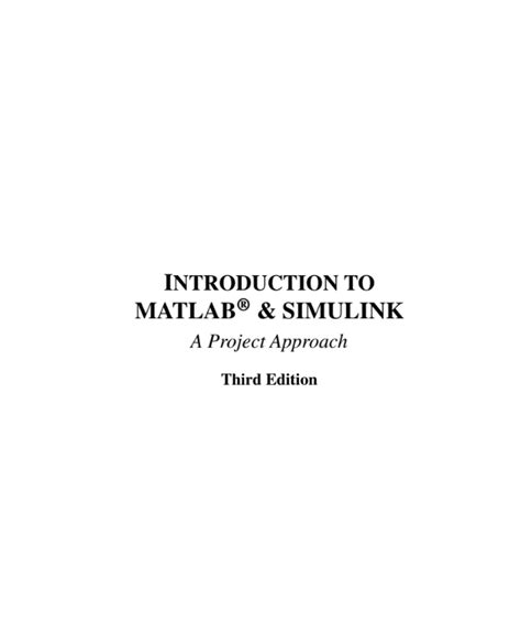 Solutions For Introduction To Matlab And Simulink A Project Approach