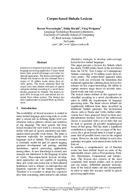 Pdf Corpus Based Sinhala Lexicon