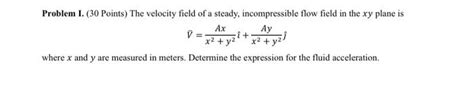 Solved Problem I Points The Velocity Field Of A Chegg