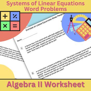 Teach Systems Of Linear Equations Word Problems With Solved Examples