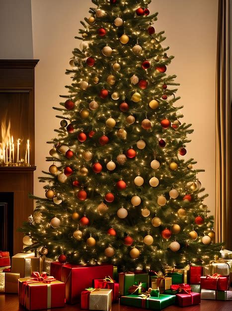 premium ai image cozy xmas tree with warm lighting pantone colors