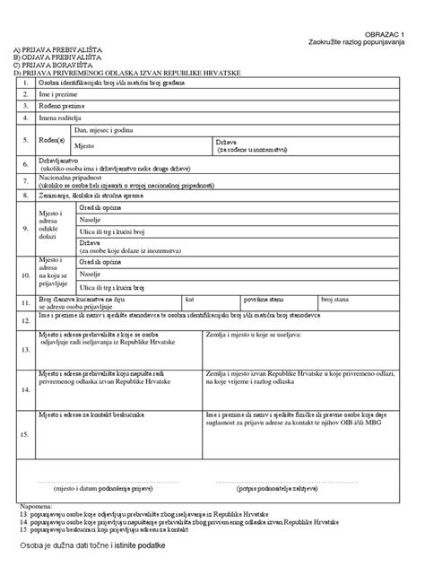 Obrazac 1 Preb Bor Pdf Pdf