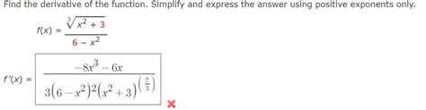 Solved Find The Derivative Of The Function Simplify And Chegg