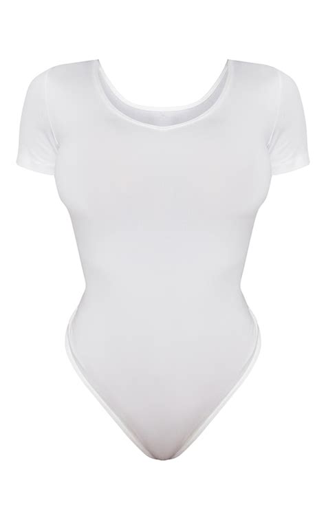 Shape White Sculpted V Neck Short Sleeve Bodysuit Shape