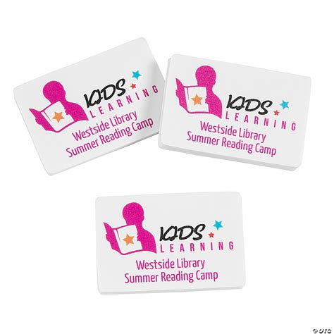 Bulk 72 Pc Personalized Full Color Logo Erasers Oriental Trading