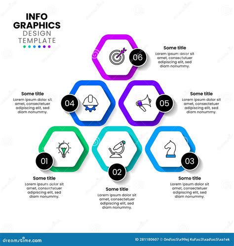 Infographic Template Hexagonal Pyramid With 6 Steps Stock Vector
