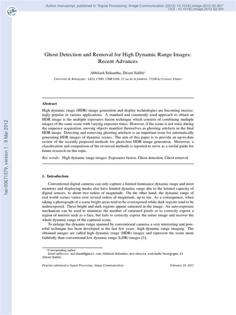 Ghost Detection And Removal Pdf Imaging