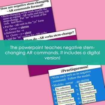 Spanish Negative Tú Commands Lesson Stem Changing AR by Miss Senorita