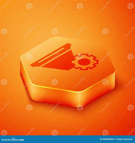 Isometric Filter Setting Icon Isolated On Orange Background Orange