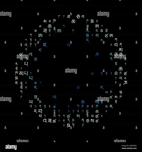 Appealing Matrix Background In Green Blue Colors Grid Of Random Tibetan Symbols Attractive
