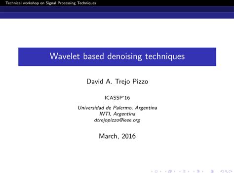 Pdf Wavelet Based Denoising Techniques