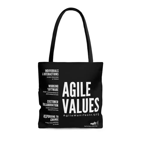Agile Tote Bag Agile Values Principles Scrum Kanban Tote Black Etsy