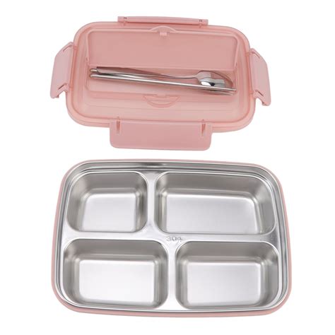 Lunch Box 4 Compartments Design 304 Stainless Steel Matching Tableware