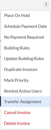 Transfer Invoice Assignment Portal Support