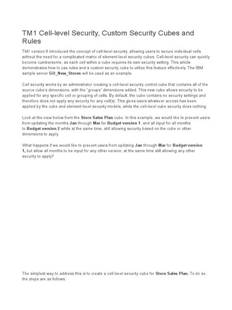 Tm1 Cell Level Security Custom Security Cubes And Rules Pdf Dimension Data Management