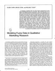 Modeling Fuzzy Data In Qualitative Marketing Research Pdf SAJEEV VARKI BRUCE COOIL And ROLAND
