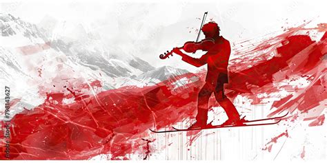 The Austrian Flag With A Classical Musician And A Skier Imagine The