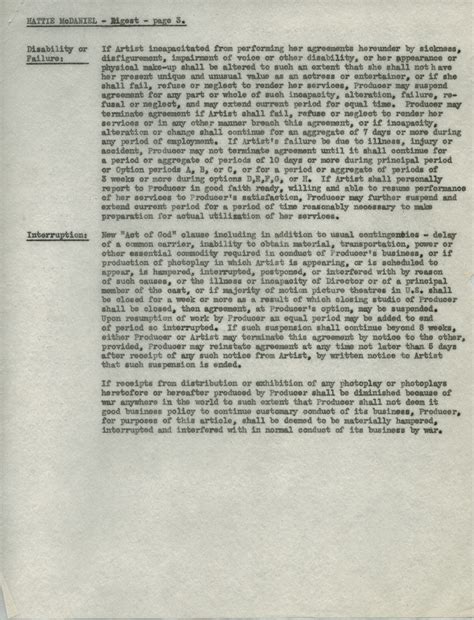 Hattie Mammy Mcdaniel Contract Signed Co Signed By Daniel T Oshea