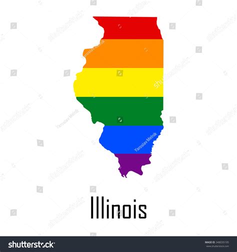 Vector Rainbow Map Illinois Colors Lgbt Stock Vector Royalty Free