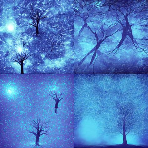 A Polygon Shining Tree Floating In A Dark Blue Void Stable Diffusion