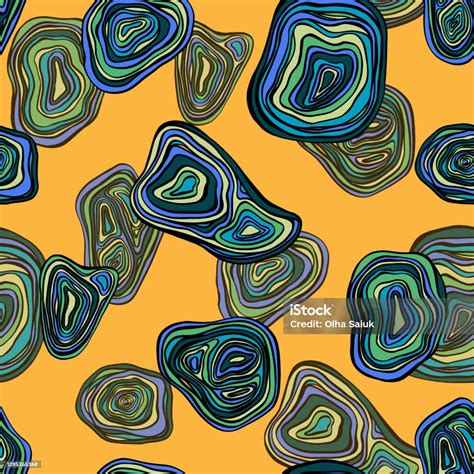 抽象的なシームレスなパターンオリジナルのグラフィックイラスト黄色の背景に異なる図形のカラー描画創造的な落書き壁紙プリントポスターカードなどの