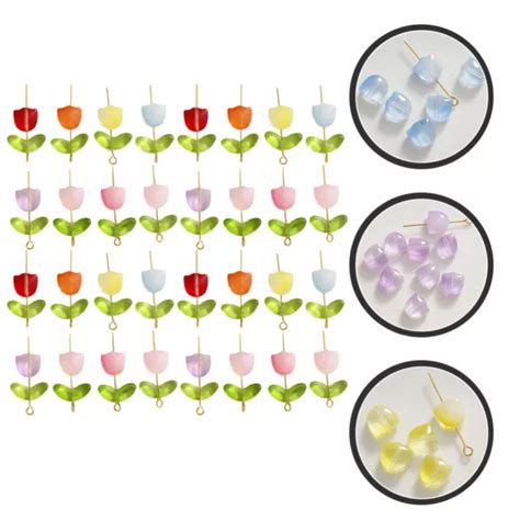 100 PCS ABSTANDSPERLEN Tulpenperlen Schmuck Charms Anhänger Glas