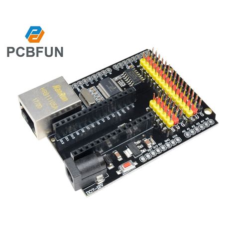Pcbfun For Arduino R3 Enc28j60 Ethernet Network Shield V20 Dc7 12v